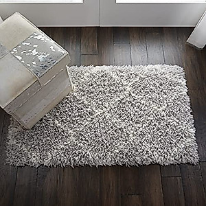 Nourison Ultra Plush Shag Moroccan Charcoal/Beige 2'2" x 3'9" Area -Rug, Easy -Cleaning, Non Shedding, Bed Room, Living Room, Dining Room, Kitchen (2x4)