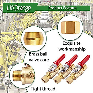 Litorange 2 Pack Lead-Free Brass Mini Ball Valve Shut Off Switch, 1/4 inch Compression by 1/4 Compression Fitting