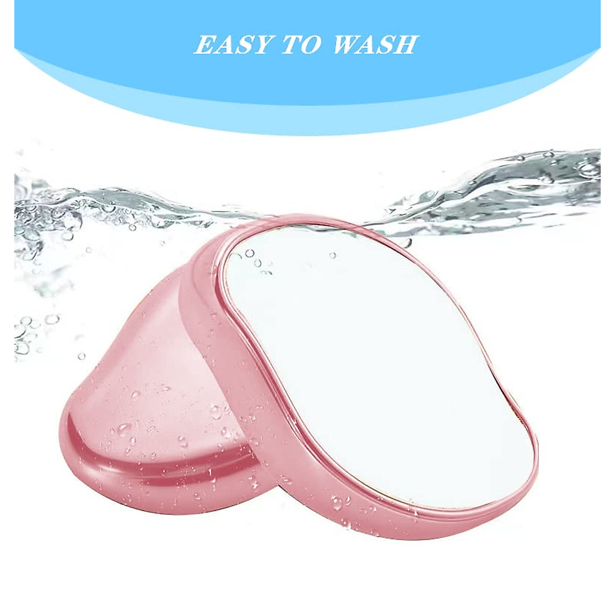 Crystal Hair Eraser, Crystal Hair Remover Painless Exfoliation, Portable Mild Hair Removal Tool, Magic Hair Eraser for Back Arms Legs Fast & Easy, Reusable Crystal Hair Eraser for Women and Men- Pink