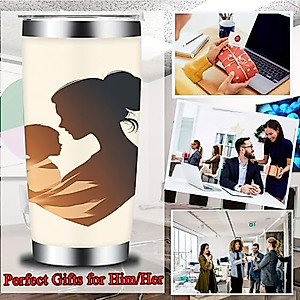 FOCIUZTA 20oz Maternal Silhouette Design Tumbler with lid, Travel Coffee Cup, Ideal for Easter, Mother Day, and birthday gifts