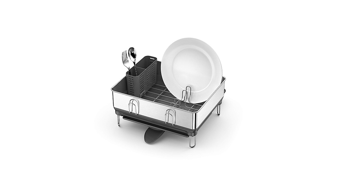 simplehuman Compact Dish Rack: Swivel Spout & Steel Frame