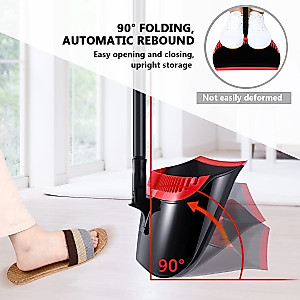 Broom and Dustpan Set for Home - Broom Dustpan Set with Long Handle - Broom with Dustpan Heavy Duty