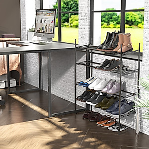 Simple Houseware 4-Tier Stakable Shoe Racks with Extendable Shelves, Black