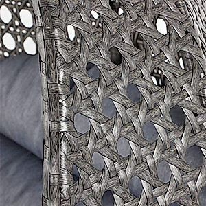 Island Gale® Luxury 2 Person Outdoor, Patio, Hanging Wicker Swing Chair (X-Large-Plus, Charcoal Rattan/Charcoal Cushion)