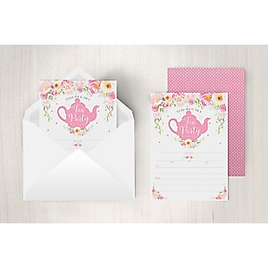 Your Main Event Prints Tea Party Invitations - Tea Party Invites for Birthday, Baby Shower, Bridal Shower, Engagement Party, Royal Princess Tea Party - 20 Invitations and White Envelopes