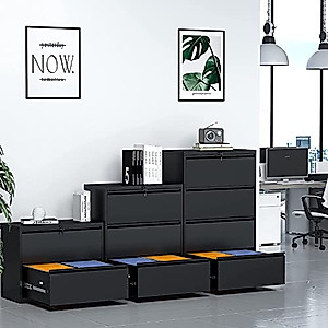 Aobabo 4 Drawer Metal Lateral File Cabinet with Lock,Metal Storage Cabinet for Hanging Files Letter/Legal/F4/A4 Size,Steel Filing Cabinet for Home Office,Assembly Required (Black,4 Drawer)…