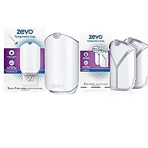 ZEVO Indoor Flying Insect Trap for Fruit Flies, Gnats, and House Flies (1 Plug-in Base + 3 Refill Cartridge)