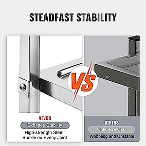 VEVOR Stainless Steel Cart, 3 Layers Lab Utility Cart 400 lbs Weight Capacity, Medical Cart with Lockable Universal Wheels, for Lab, Clinic, Kitchen, Salon