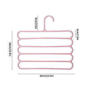 Color Non Slip Multi Layer Trouser Rack Multifunctional Wardrobe 5 Layer Hanging Pants Hanger Scarf Rack Silk Scarf Tie Hanger Space Saving Bottle Drying Rack (Pink, One Size)
