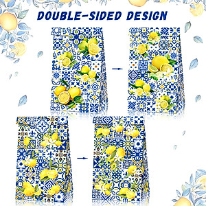 JeVenis 12 PCS Capri Lemon Party Favor Bags Capri Lemon Party Decorations Blue Tiles and Lemon Party Supplies for Capri Lemon Birthday Wedding Bridal Shower