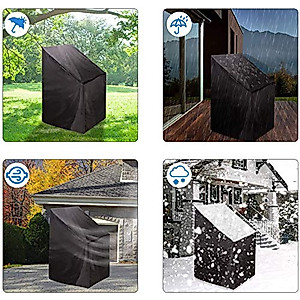 Patio Chair Covers for Outdoor Furniture Waterproof, Heavy Duty Stackable Chairs Cover with Adjustable Hem Cord for Better Fit, Large Cover for Lounge Deep Seat , Black, All Weather Protection (Black)