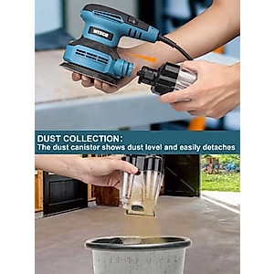 5" 3.0 Amp Corded Electric Random Orbital Sander, Cyclonic Dust Box, Soft Grip, Variable Speed 5000~12000 OPM, 12Pcs Sandpapers