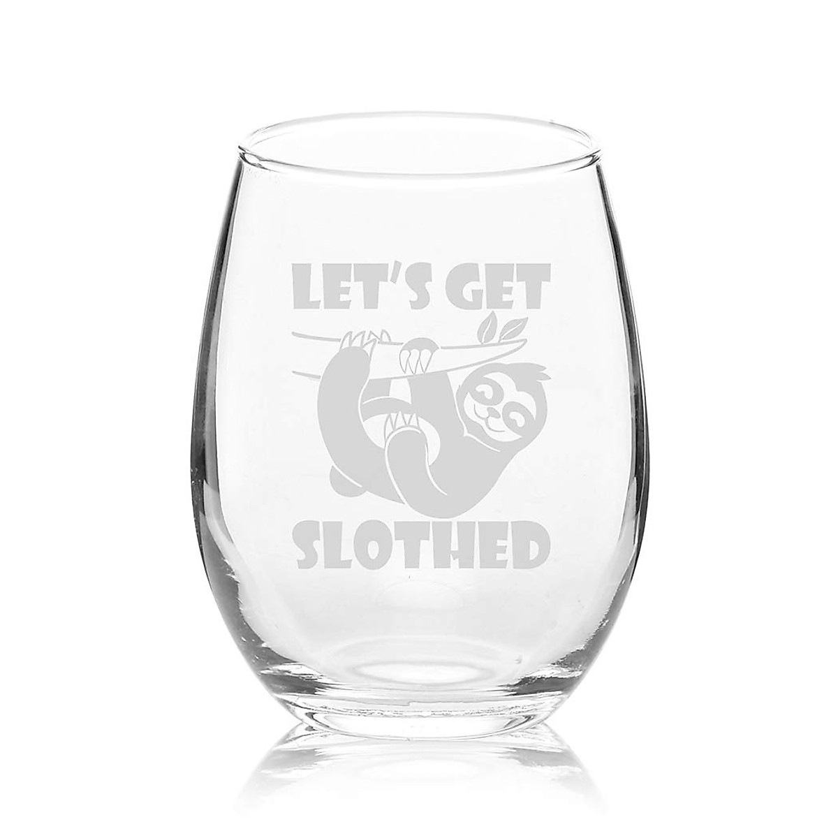 Veracco Let's Get Slothed Stemless Wine Glass Funny Birthday Gift For Someone Who Loves Drinking Bachelor Party Favors (Clear, Glass)