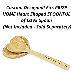 Heart Shaped Spoon Rest Large Engraved Bamboo Wood for Kitchen Utensils Wooden Vintage Country Tray Protects Countertop Fits Spoonful of Love Spoon