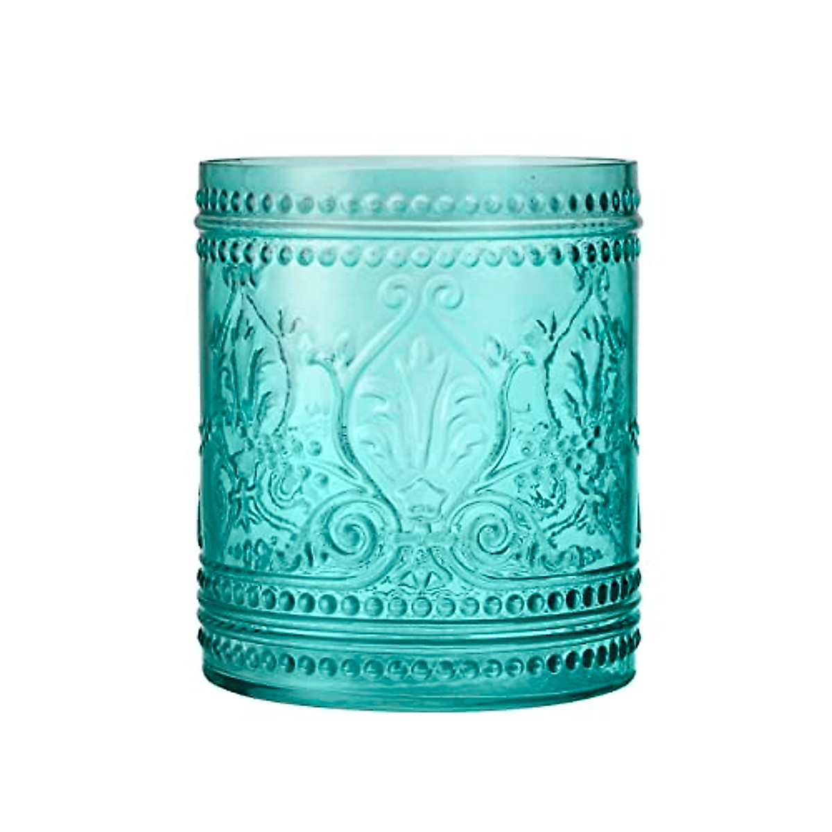 KMWARES Decorative Wastebasket/Trash Can/Garbage Can for Home Accent, Kitchen, Bathroom Accessories, Office Decoration - Real Glass Solid Teal Blue