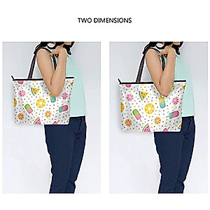 Sletend Tote Bag Fruit Ice Cream Handbags for Women Fashion Shoulder Bag for School Travel Work Shopping