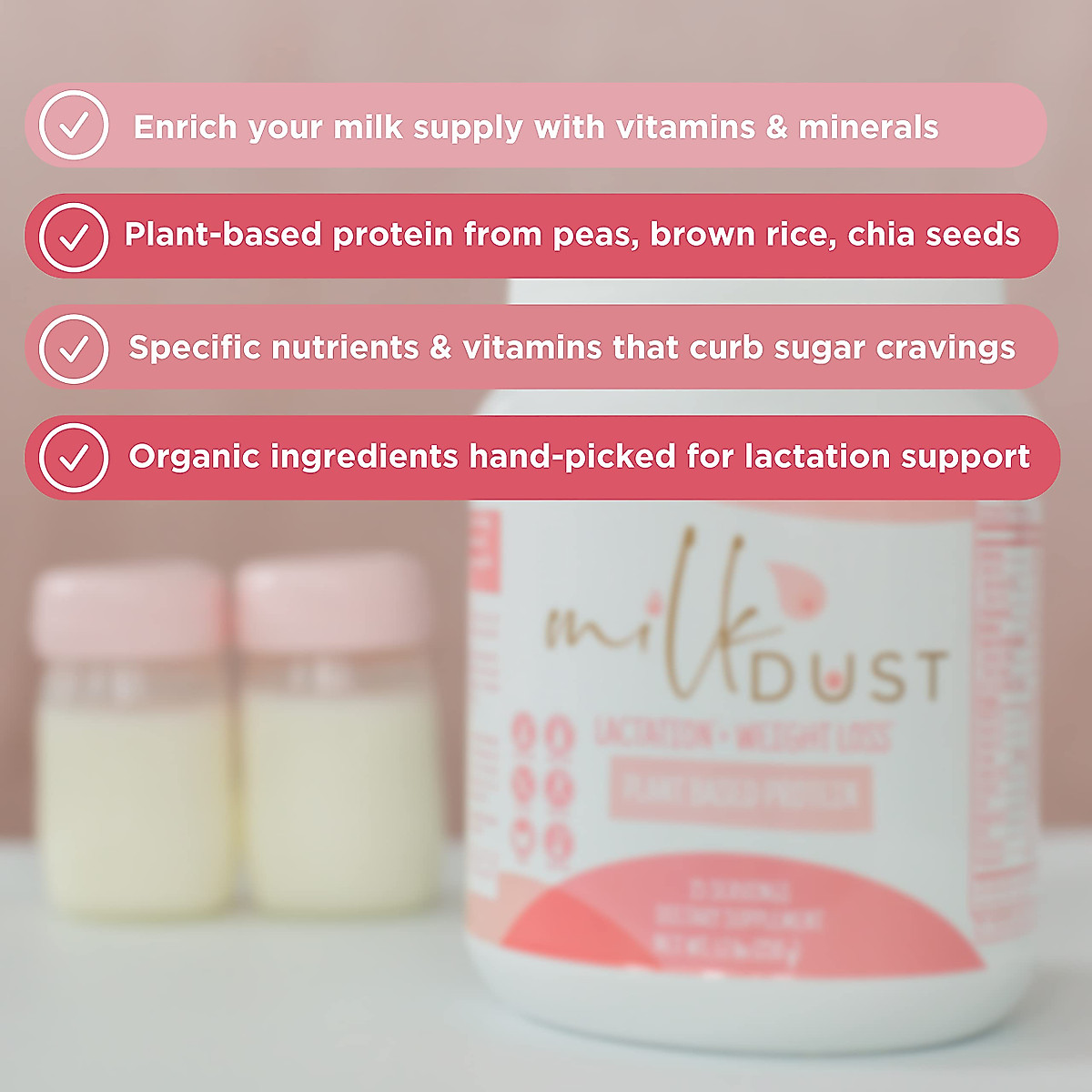 MILK DUST Protein Powder 660g | Breastfeeding Powder for Nursing Moms | Lactation Support Pea Powder | Vegan & Dairy-Free | Sweet Vanilla | 22 Servings