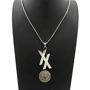 Jewelry For MGK XX PENDANT 18" 20" 24" BOX CUBAN ROPE STAINLESS STEEL CHAIN HIP HOP NECKLACE Style-2345908-2425