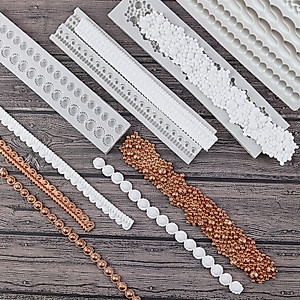 MUYULIN Pearl Fondant Molds, 3 Pack Silicone Pie Decoration Crust Mould, for Cake, Chocolate, Cupcake, Knit Rope, Game Pie, SugarCraft, Clay