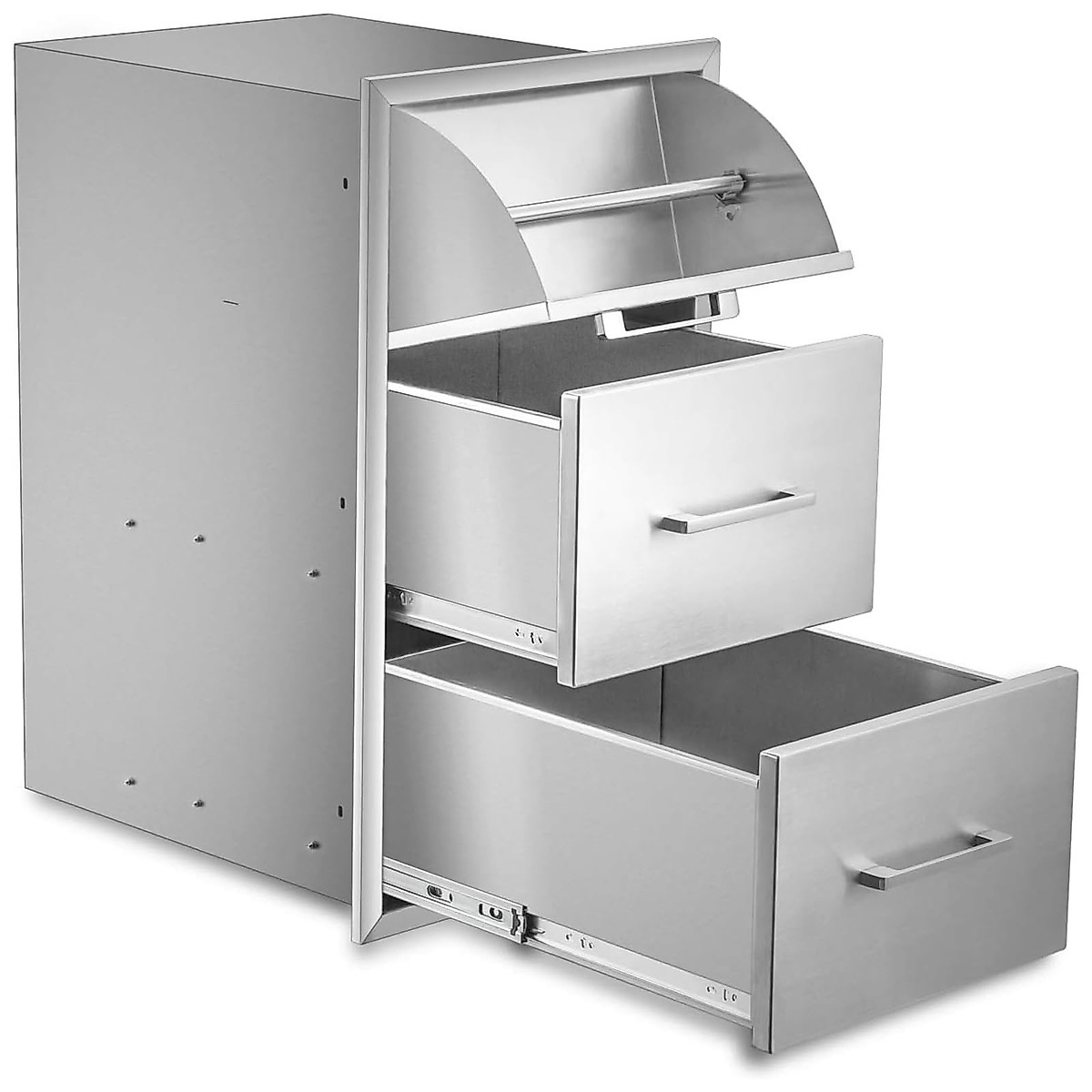 Outdoor Kitchen Drawer Stainless Steel 3-Drawer, BBQ Island Built-in Drawer Weatherproof, Flush Mount for Outdoor Kitchen and Grill Station (17"W*30"H*21“D)