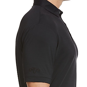 Callaway Men's Golf Short Sleeve Tonal Stripe Polo Shirt, Black, Small