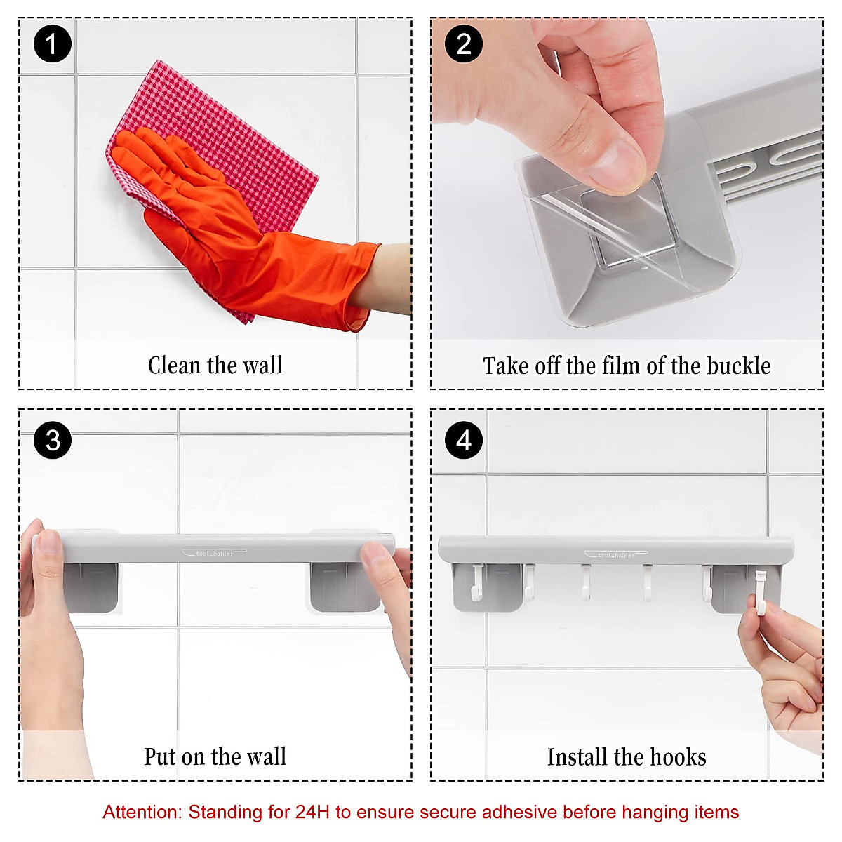 Toplive Knife Storage Rack Block, Wall Mount Fruit Knife Holder with 6 Hooks for Home Kitchen Multi-functional Punch-Free Knife Holder for Knife Spatulas Scraper Scissors