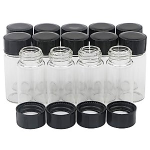 14pcs 5ml Mini Clear Glass Bottle Vials and Plastic Cap Small Essential Oil 1/6 oz Small Liquid Sample Vial Leak-Proof Vial