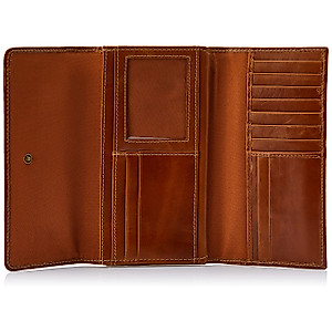 Timberland Women's Leather RFID Flap Wallet Clutch Organizer, Cognac (Buff Apache), One Size