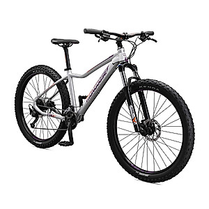 Mongoose Tyax Sport Adult Mountain Bike, 27.5-Inch Wheels, Tectonic T2 Aluminum Frame, Rigid Hardtail, Hydraulic Disc Brakes, Womens Small Frame, White