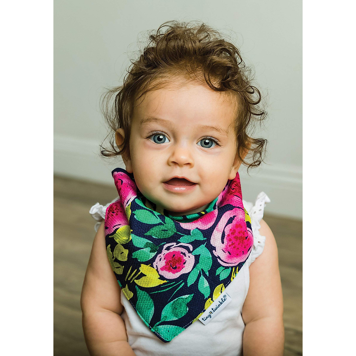 Tiny Twinkle Bandana Scarf Bibs 4 Pack - Water Resistant and Absorbent Infant Drool and Teething Bandana Baby Bib (Black and White 4-Pack)