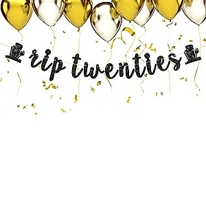 Rip Twenties Banner, Happy 30th Birthday Party Supplies, Funeral Themed 30th Birthday Party Banner, Death to My Twenties Party Decorations, Black Glitter