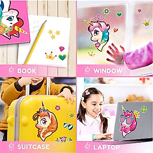 Mocoosy 48PCS Unicorn Stickers for Girls Age 4-6, Unicorn Party Favors Art Crafts for Toddlers 3-5, Make Your Own Face Stickers Birthday Game Activities, Goodie Bag Stuffers Kids Valentine's Day Gifts