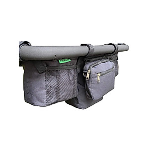 Double Stroller Organizer for Bob Duallie and Baby Jogger City Mini GT With Purse black