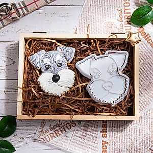 Flycalf Dog Cookie Cutter Schnauzer Baking Dough Tools with Plunger Stamps PLA Accessories Cutter Molds Gifts for Kids Decorative Party 3.5" Kitchen Cake Supplies