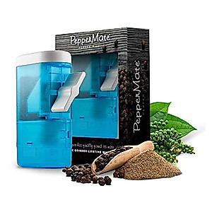 PepperMate Traditional Pepper Mill Manual High Volume Peppercorns and Salt Grinder with Ergonomic Turnkey Handle and Ceramic Precision Mechanism with Adjustable Grind for the Gourmet Chef (Aqua)