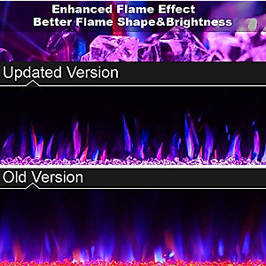 Xbeauty 36" Electric Fireplace in-Wall Recessed and Wall Mounted 1500W Fireplace Heater and Linear Fireplace with Timer/Multicolor Flames/Touch Screen/Remote Control Black