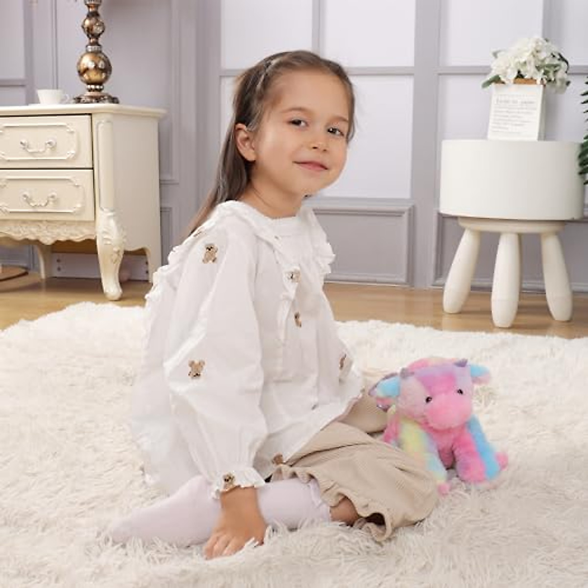 Apricot Lamb Toys Plush Colorful Plush Dragon Dinosaur Stuffed Animal Soft Cuddly Perfect for Child (Colorful Plush Dragon, 8 Inches)