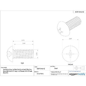 Small Parts Steel Machine Screw, Zinc Plated Finish, Round Head, Phillips Drive, Meets ASME B18.6.3, 2-1/2" Length, Partially Threaded, 1/4"-20 UNC Threads (Pack of 50)