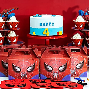 NITELUO Spider Birthday Party Supplies,10 PCS Party Favor Boxes,Cartoon Birthday Party Decorations,Birthday Party Goodie Bags for Spider Themed Party
