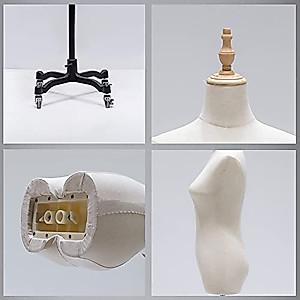 Female Dress Form Mannequin Torso, Adjustable Height 51-75 Inch Stand, Manikin Body Model with Metal Movable Rolling Base, for Clothing Dress Jewelry Display Sewing ( Without Head & Arms)