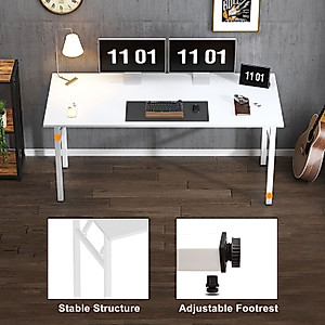 Need Computer Desk Office Desk 62 inches Folding Table with BIFMA Certification Computer Table Workstation, White AC5DW-157