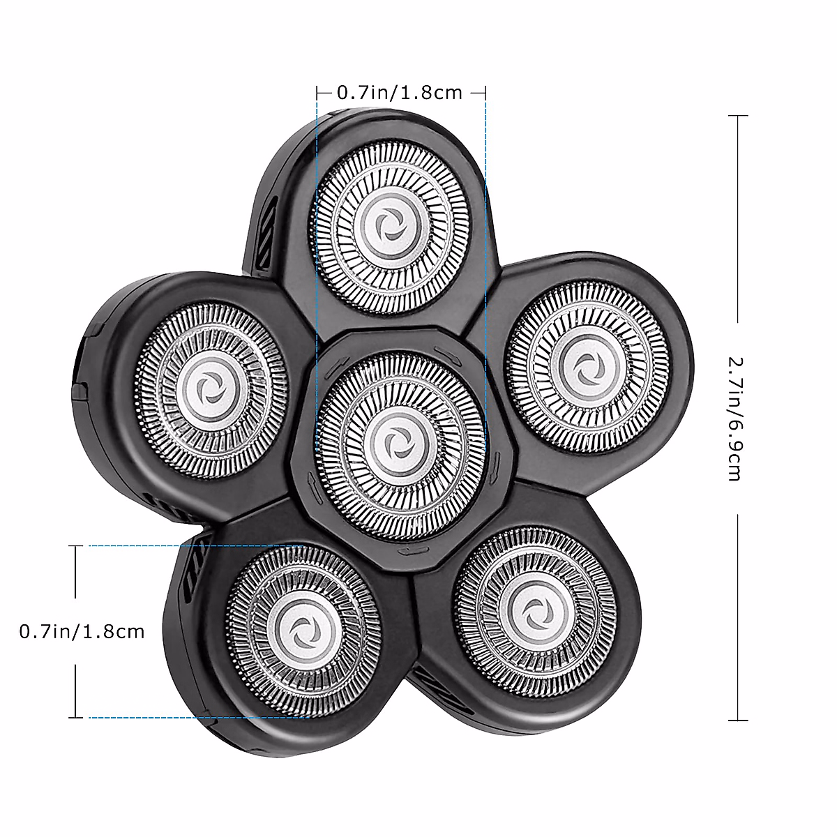 6 Men's Electric Shaver Replacement Heads, Electric Rotary Shavers Beard Razor Bald Shaver Heads with Cleaning Brush for Men