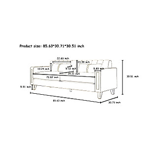 STORFENBOR Beige Sofa Couch, Velvet Modern Sofa for Living Room with Gold Metal Legs, Luxury Comfy Couch for Bedroom, Office, Large Small Space