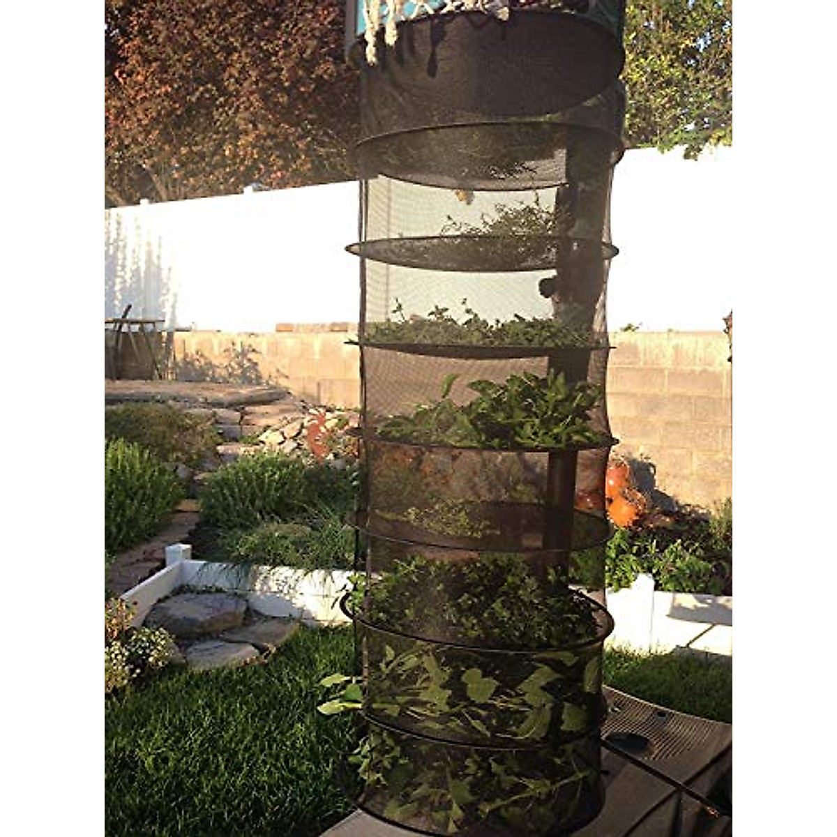 Desy & Feeci Herb Drying Rack, 8 Layer Collapsible Mesh Dry Net Herb Dryer with S Hang Buckle and Storage Bag, Black