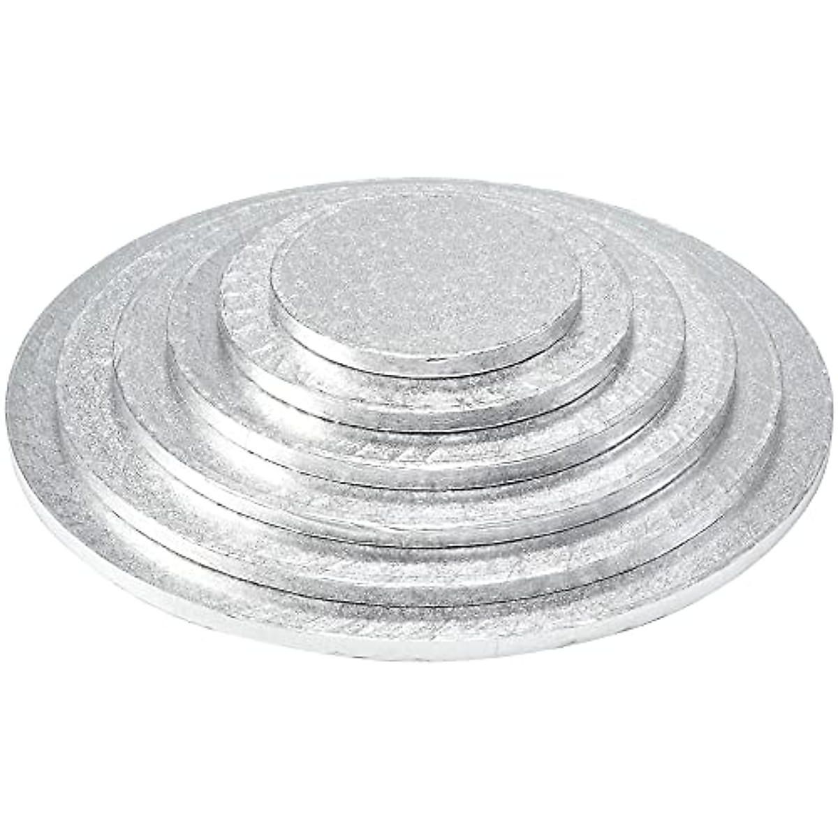DecoPac Round Cake Drum, Pack of 5, 6", Silver
