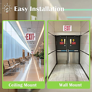 Gruenlich LED Exit Sign, Emergency Light with Double Face and Battery Backup, UL 924 Qualified, AC 120/277V, US Standard Hardwired Red Letter Exit Lights Combo for Business, 1-Pack