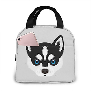 Mount Hour Funny Dog Puppy Siberian Husky Insulated Lunch Box Reusable Cooler Tote Bag Waterproof Lunch Holder Gift for Women & Men Work Picnic or Travel