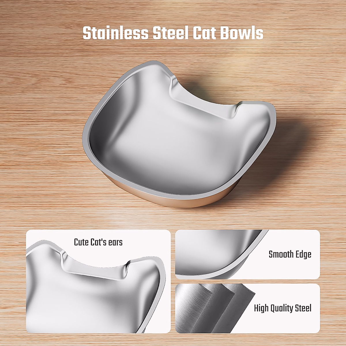 IMIPAW Stainless Steel Cat Bowls: Suitable for Automatic Pet Feeder Cat Whisker Fatigue Relief Friendly Shape and Easy to Clean
