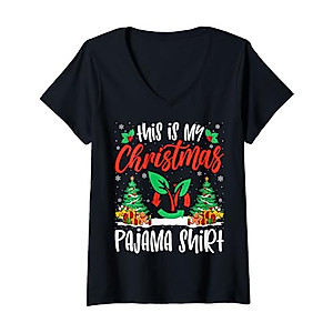 Composting Xmas Pajama Shirt Composting Christmas Holiday V-Neck T-Shirt