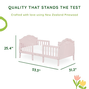 SweetPea Baby Rose 3-in-1 Convertible Toddler Bed in Blush Pink, Greenguard Gold Certified, JPMA Certified, Safety Rails, Made of Sustainable New Zealand Pinewood